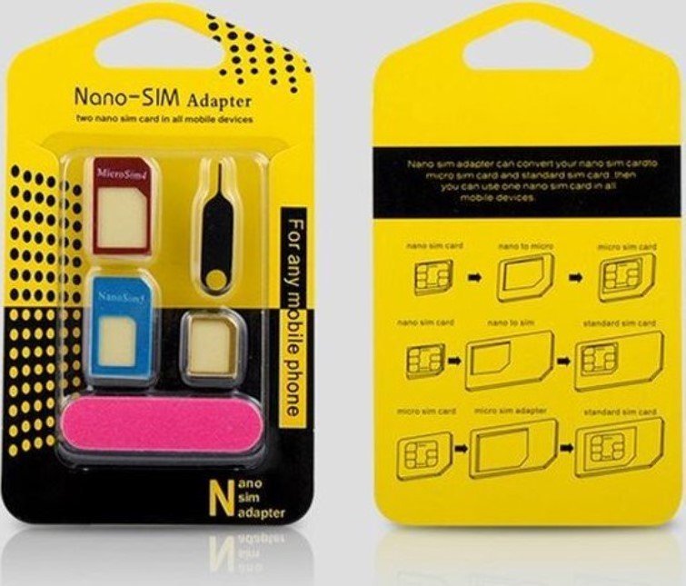 Lubote - 5 In 1 Nano Sim Card Adapters + Regular & Micro Sim - NKS Center